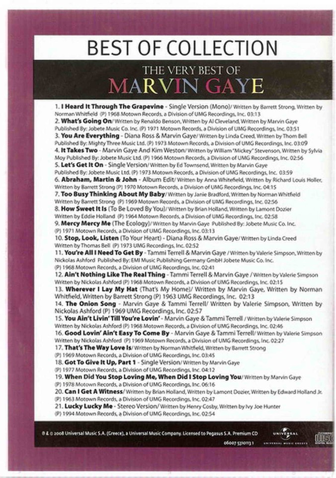 MARVIN GAYE THE VERY BEST OF 21 tracks CD | eBay