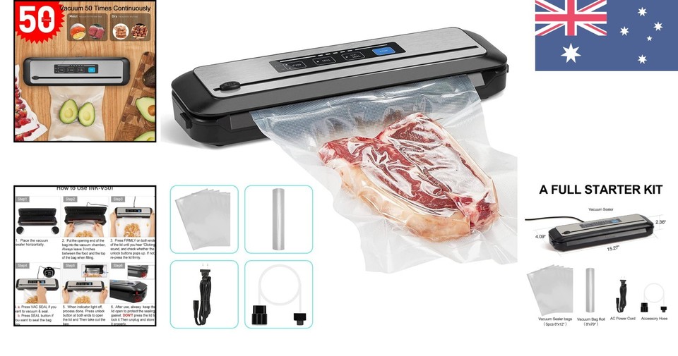 Automatic Vacuum Sealer Machine with Built-in Cutter - Stainless Steel ...