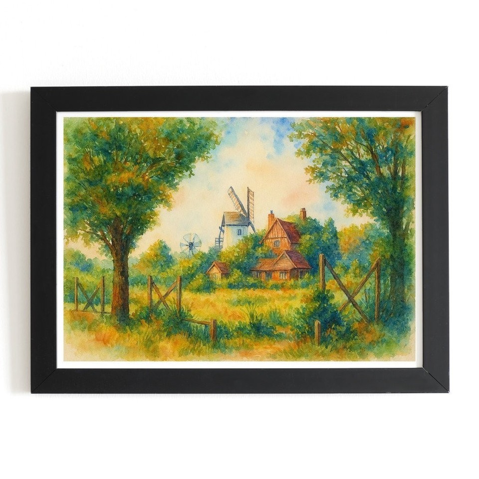 A6 PRINT - Old Mill, Thorpeness - Vintage Art Style | eBay UK