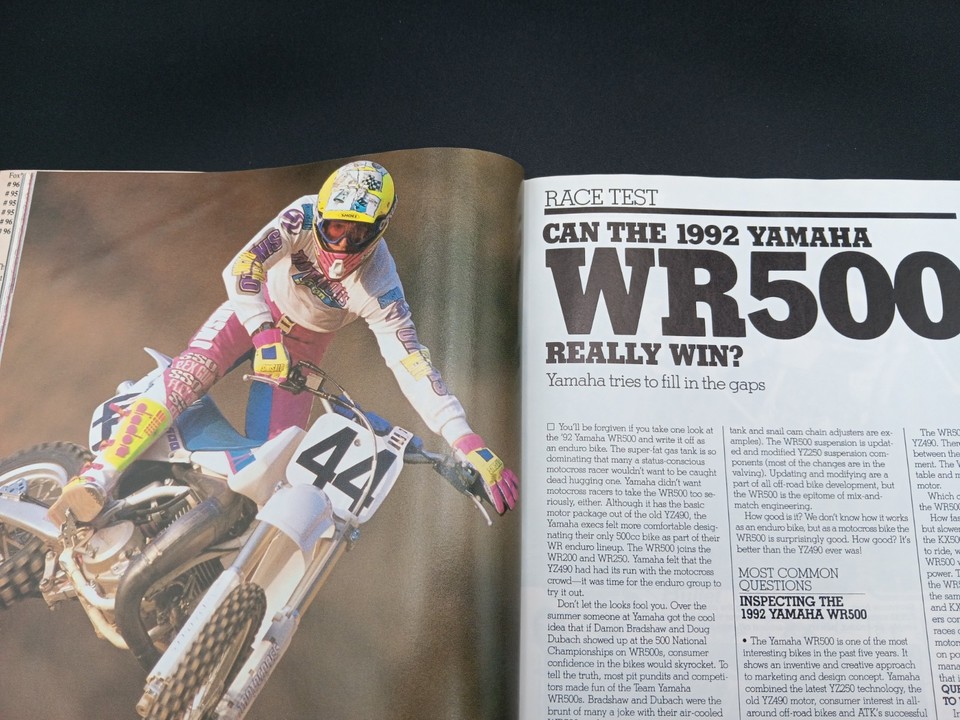 March 1992 MOTOCROSS ACTION MAGAZINE Fla Mini Os KX80 Big Wheel Yam ...
