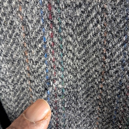 Stafford Blazer 44R Men Harris Tweed Wool Gray Herringbone Elbow ...