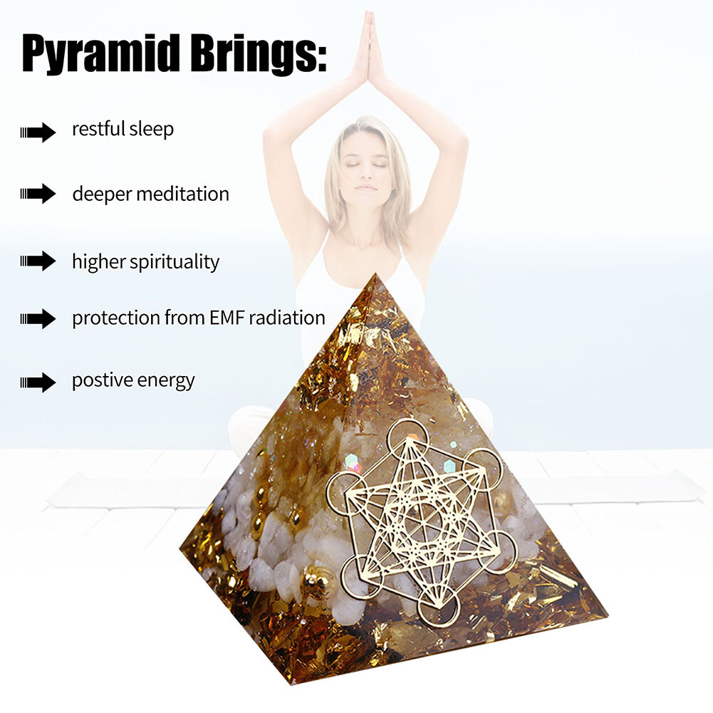 Crystal Gold Pyramid Healing Energy Meditation Crystals Home Office ...