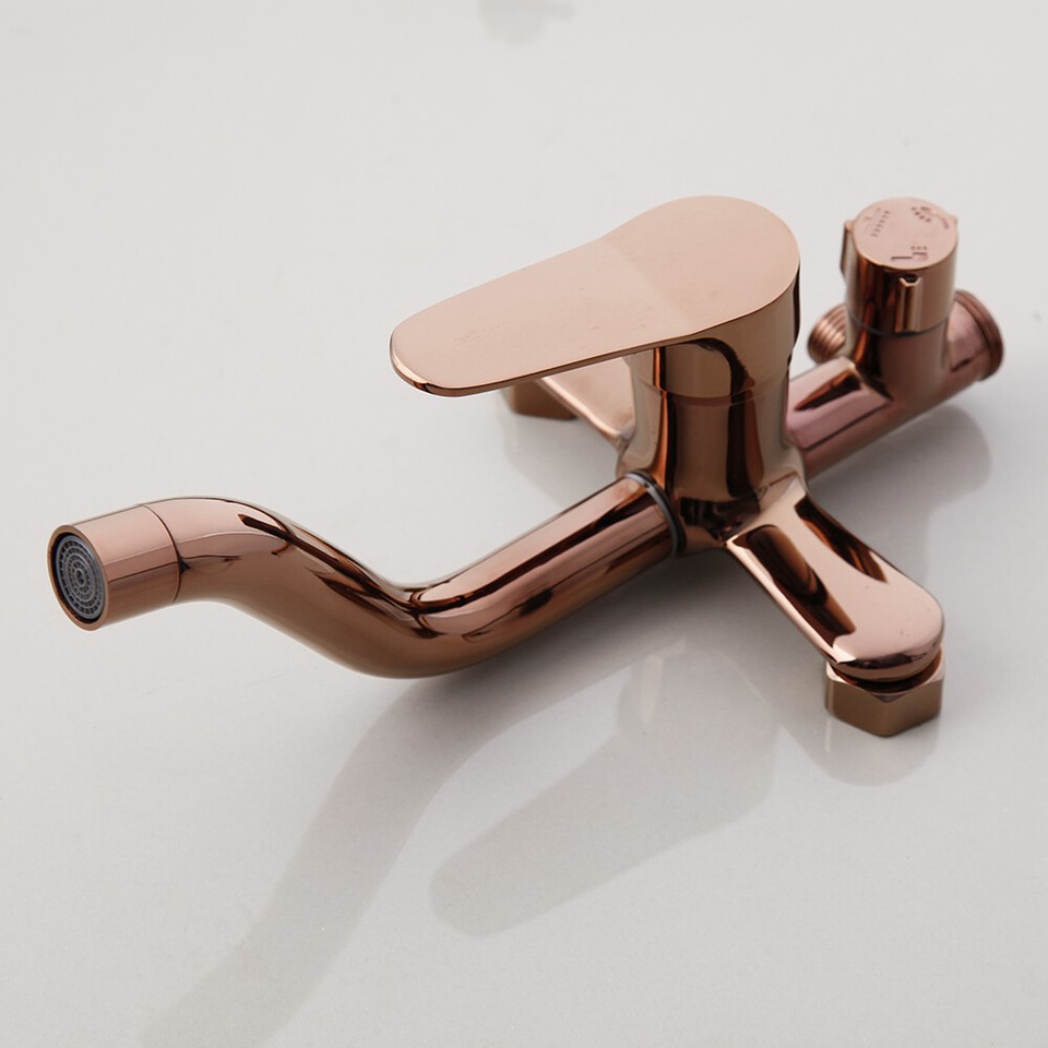 Rose Gold 8" Rainfall Wall Mount Shower Faucet Set Hand Shower Filler ...