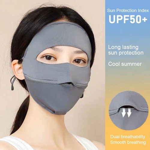 Fashion Solid Full Face UV Protective Mask Breathable Soft Hanging Ear ...