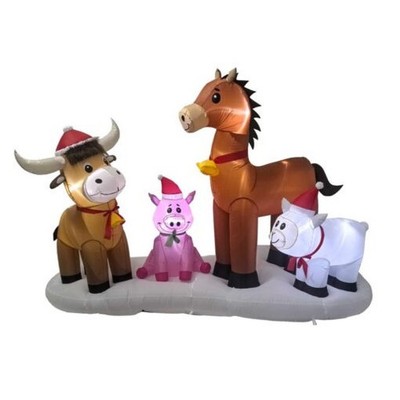 9' Inflatable Farm Animal Friends Christmas Yard Art Cow Horse Pig ...
