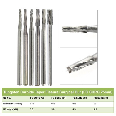 Wave Dental Surgical Length Bur 702 702L Carbide Taper Fissure FGOS FG ...