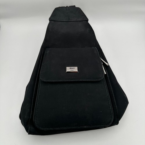 Baci Italy Sling Bag Womens Black One Strap Shoulder Purse Travel Nylon ...