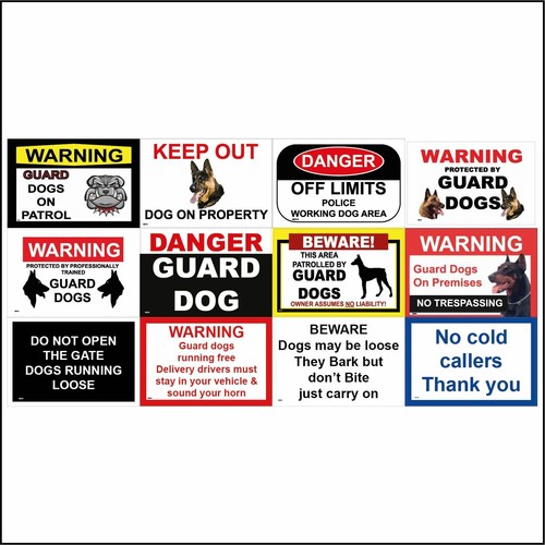 Warning Security Signs Guard Dogs Premises Property Site Protection ...