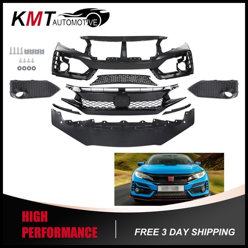 Fits Honda Civic 2016-2021 Front Bumper Cover Kit w/ Grille & Lip Type ...