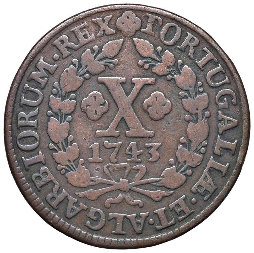 1743 Portugal 10 Reis Coin - João V (1706-1750) - Rare Copper KM# 227 ...