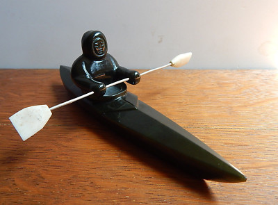 Vintage Alaska Natural Nephrite Dark Green Jade Carving Inuit Eskimo ...