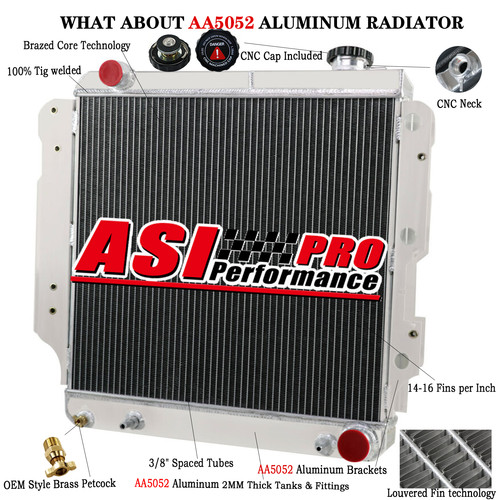 4 Row Aluminum Radiator FOR Jeep TJ / YJ Wrangler Chevy V8 Swap 1987 ...
