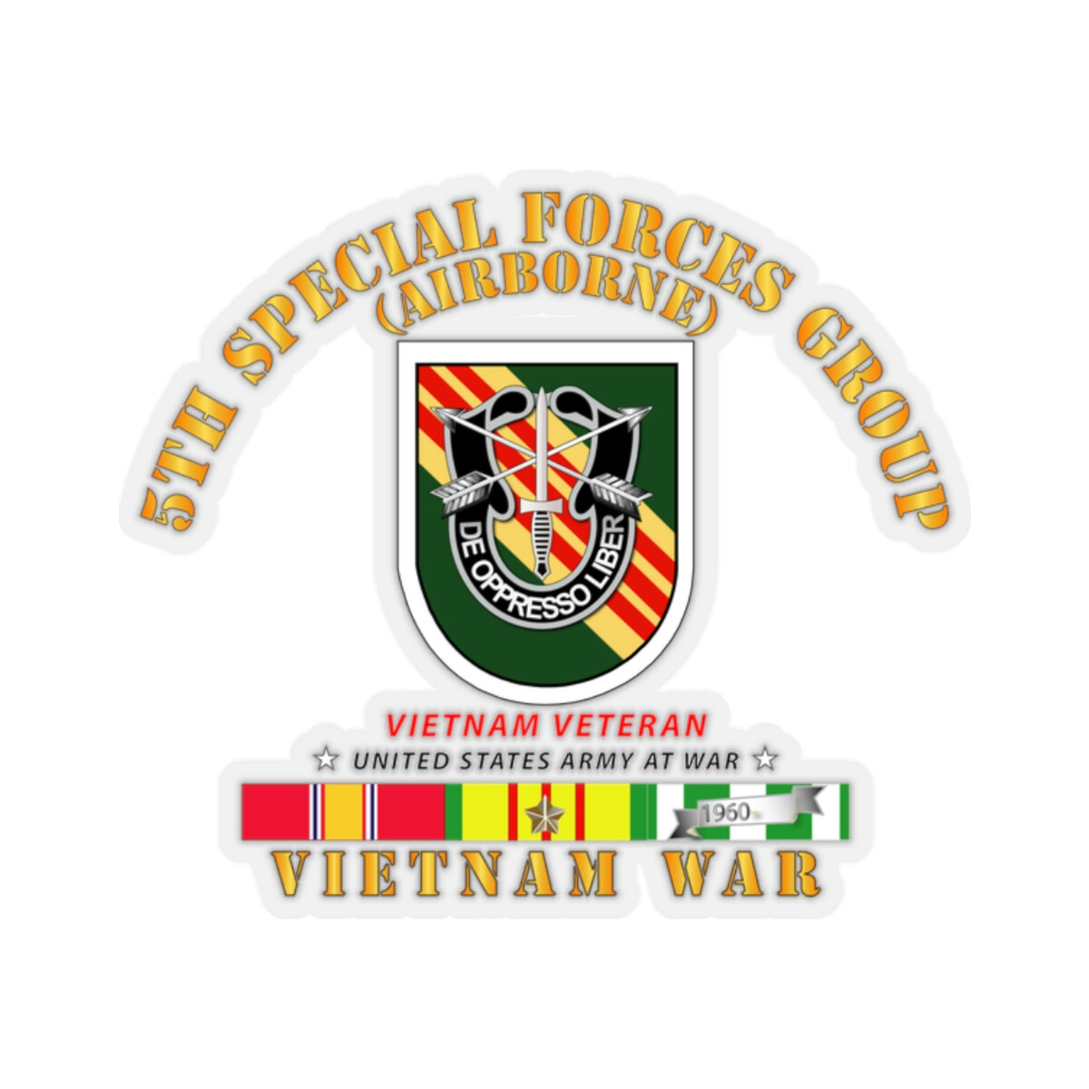 Kiss-Cut Stickers - Army - 5th Special Forces Group w Flash VN SVC | eBay