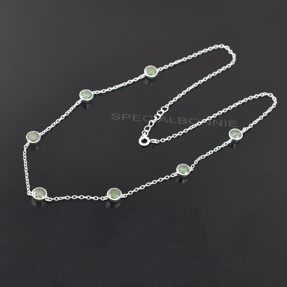 3.40 Ct Elegant Blue Diamond Chain Necklace In 925 Silver | eBay