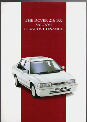Rover 216 SX Finance Offers 1989 UK Market Foldout Sales Brochure 200 ...
