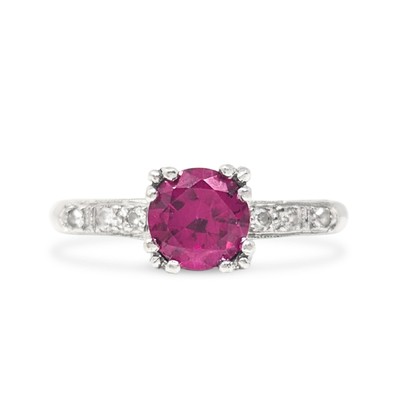 Vintage 14K White Gold Raspberry Spinel & Diamond Ring - Size 8 | eBay