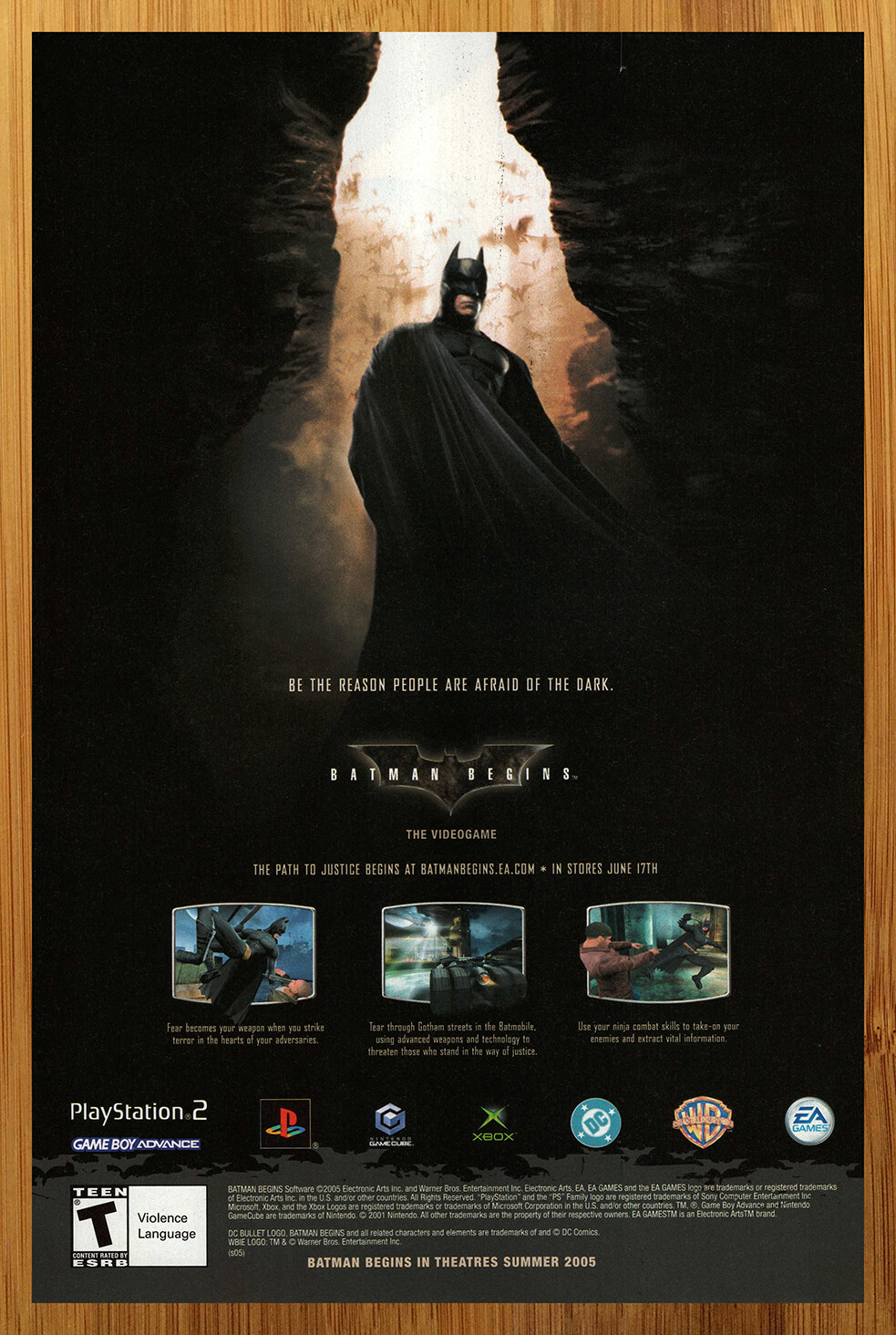 2005 Batman Begins PS2 Xbox GC Print Ad/Poster Christian Bale DC Comics ...