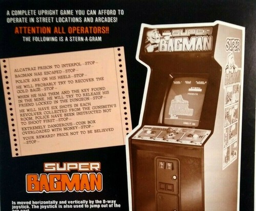 Super Bagman Arcade Flyer Original Video Game Art Vintage Retro Promo ...