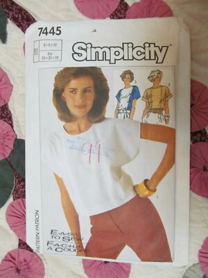 LOVELY VTG 1980s TOP SHIRT HTF Easy Simplicity Sewing Pattern 7445 Size ...