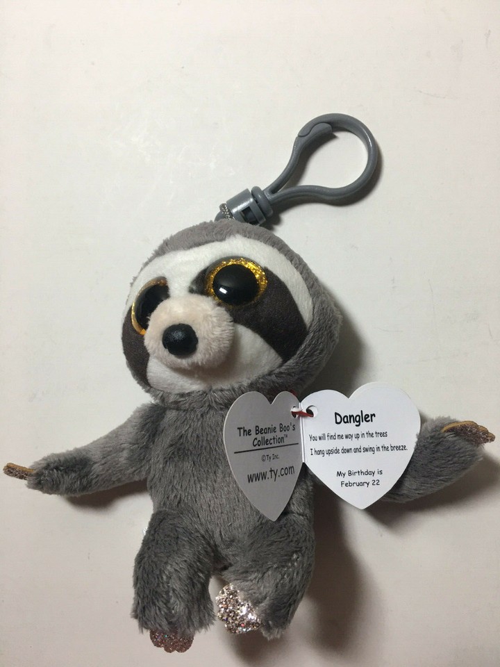 TY Beanie Boos 3" Dangler Sloth Key Clip Stuffed Animal Plush w/ Ty ...