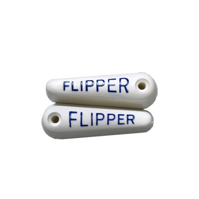 Flipper Plastic Round Top- White with Blue Letters - 2"- Set of 2 ...