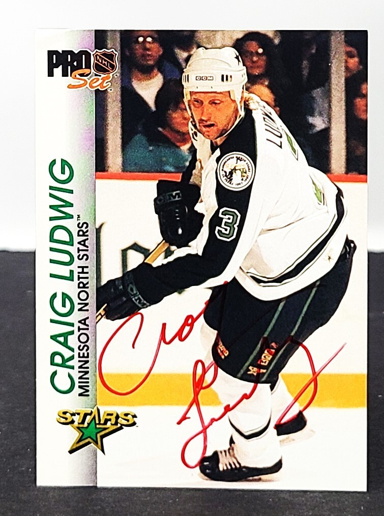 CRAIG LUDWIG Signed Autograph 1992 Pro Set Hockey Card #79 Minnesota ...