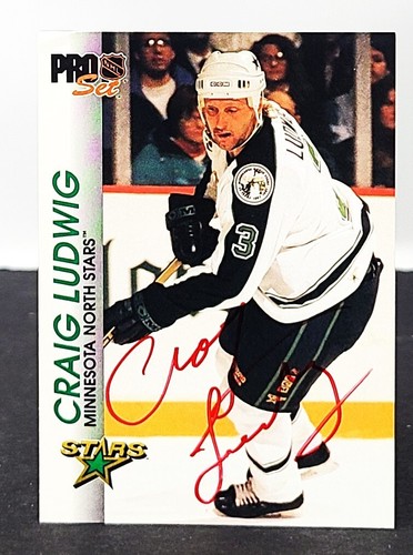 CRAIG LUDWIG Signed Autograph 1992 Pro Set Hockey Card #79 Minnesota ...