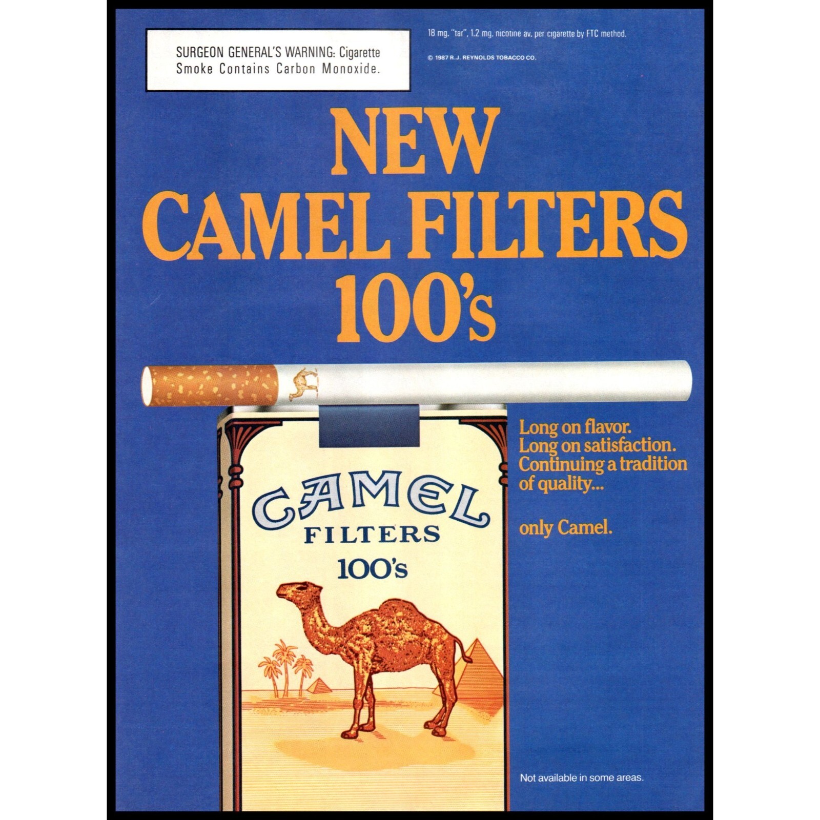 1987 Camel Filter 100's Cigarettes Vintage Print Ad Box Artwork Cartoon ...
