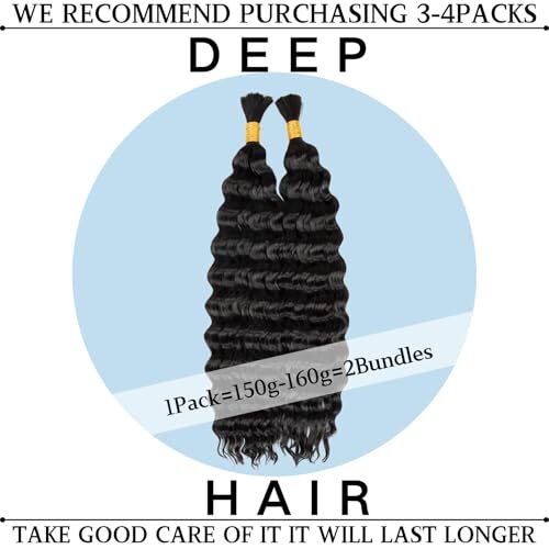 Deep1B Braiding Hair for Black Wome Deep Wave Bulk 22 Inch 2Bundles ...