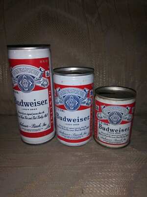 3 Vintage VTG Budweiser Bud Beer Cans Anheuser Busch Genuine Lager Man ...