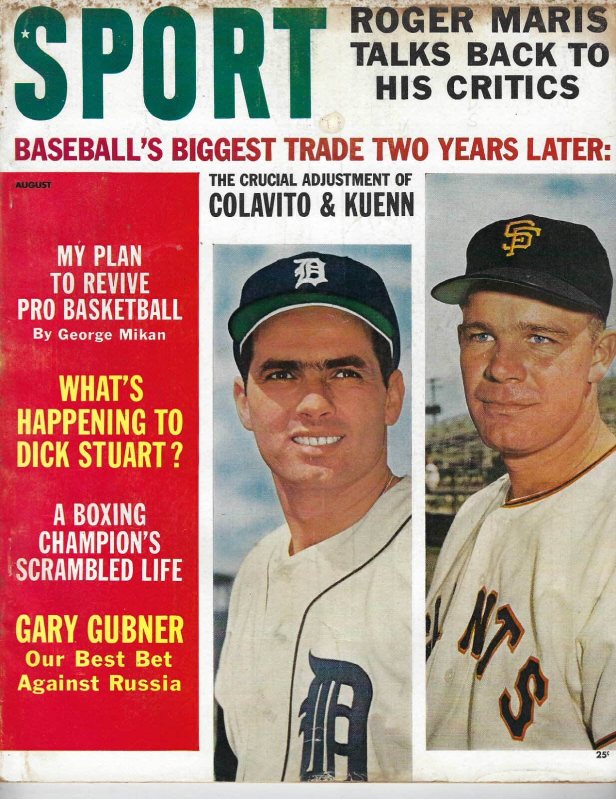 1962 Sport magazine baseball Rocky Colavito Detroit Tigers Harvey Kuenn ...