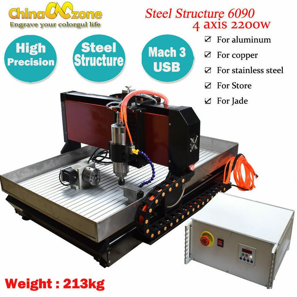 Steel 6090 4axis CNC Router Mach3 CNC Milling Machine Copper Steel ...