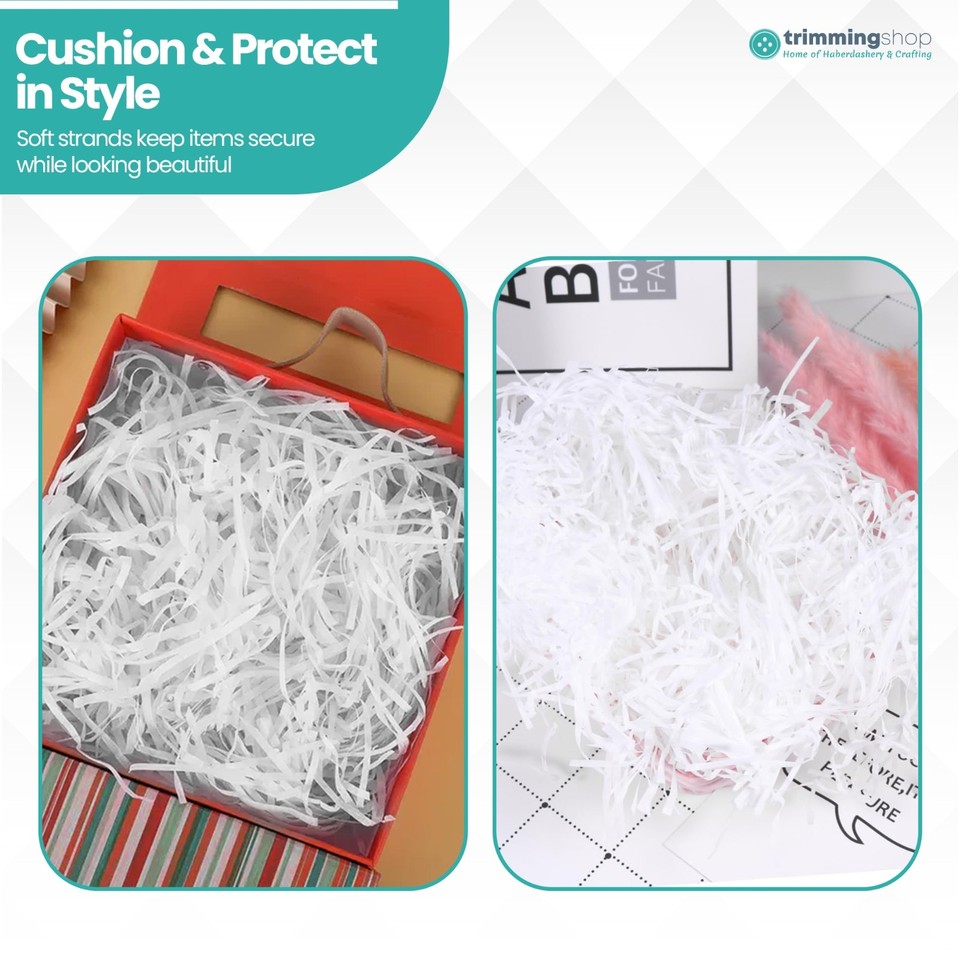 White Shredded Paper Luxury Packaging Hamper Gift Box Filler Soft ...