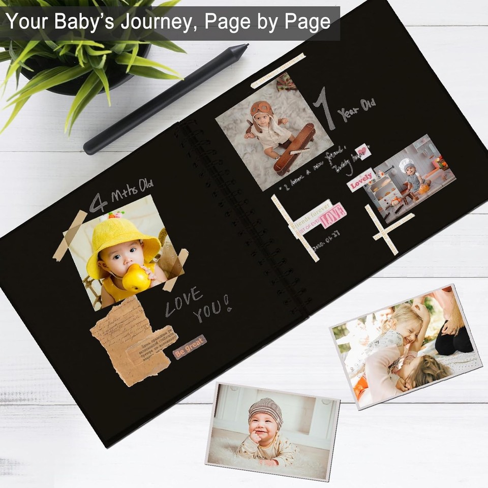 DIY Scrapbook Album 7x7 Inch – Hardcover Kraft Paper Photo Book, Blank ...