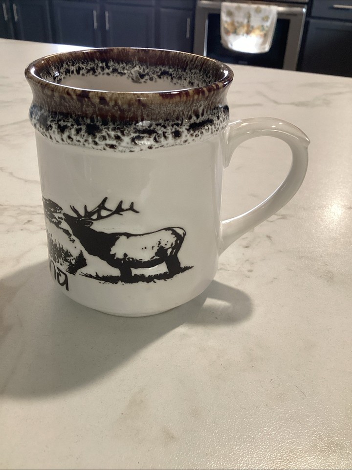Montana Mountain Range Frosted Coffee Cup Mug Elk Drip Glaze Stoneware ...