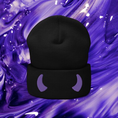 Devil Purple Horns Cuffed Beanie Streetwear Fashion | eBay