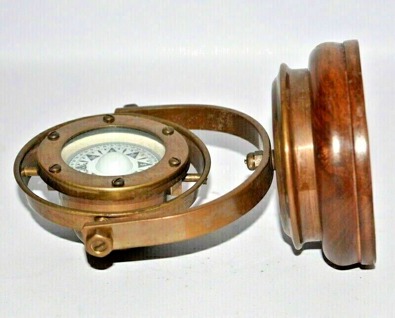 Nautical Brass Gimballed Compass Vintage Ship's Binnacle Antique ...