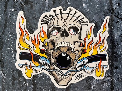 PIZZ Hellraiser Skull 8 Ball Lowbrow Hotrod Biker Art Sticker Decal ...