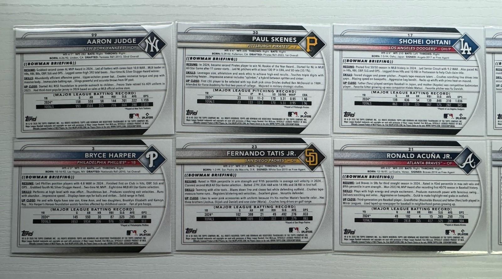 2025 Bowman - Base Card Lot Of 12 - Aaron Judge Shohei