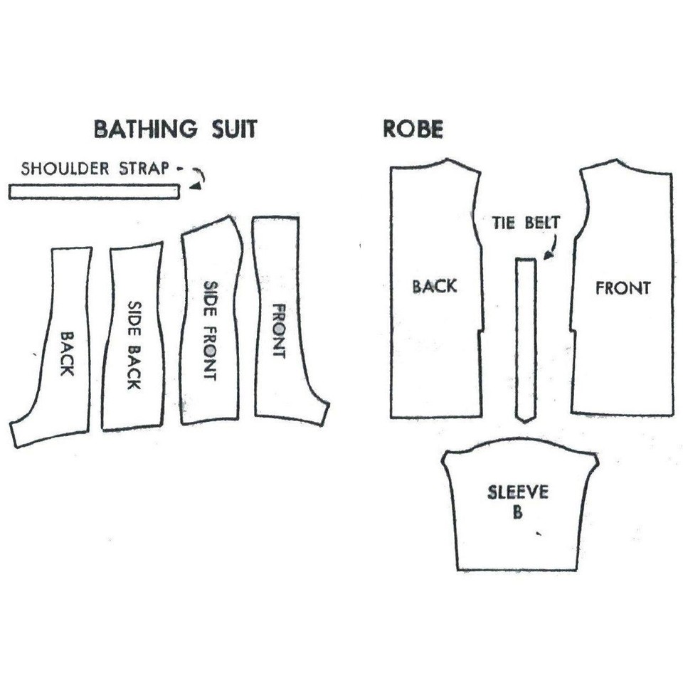 50s Pattern, Swimsuit, Beach Robe & Play-Suit - Bust=36" (91.4 cm ...