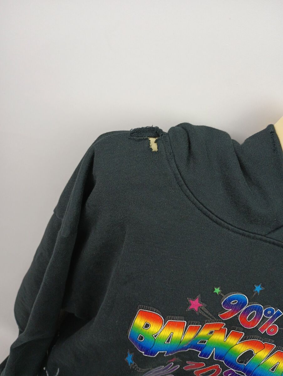 Balenciaga Unifit Black 90/10 Distressed Hoodie Sweater Size Balenciaga Unifit Black 90/10 Distressed Hoodie Sweater Size