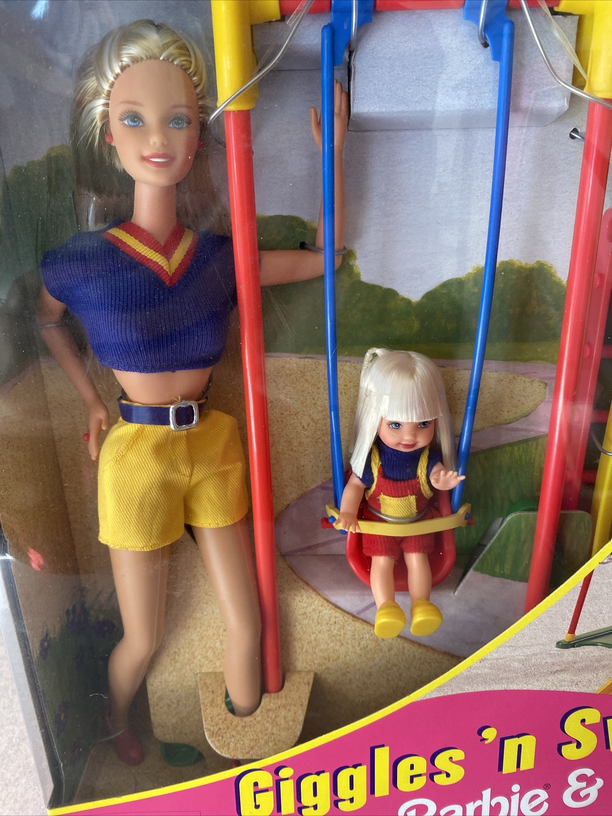 Giggles N Swing Barbie & Kelly Doll Set Slide 1998 Mattel 20333 NRFB ...