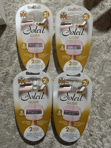 Lot of 4, Bic Soleil Glide 5 Blade Razors With Moisture Bars Shea ...
