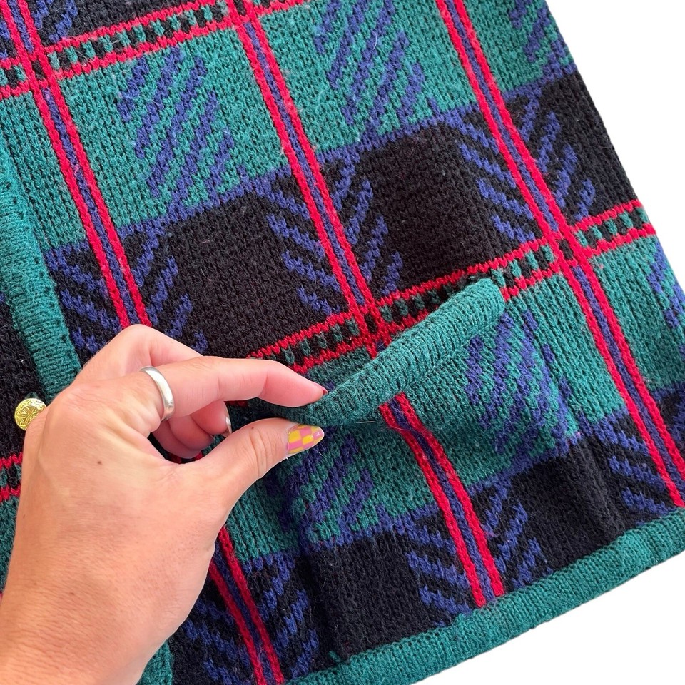 Crystal-Kobe Women Large Red Blue Green Plaid Christmas Vintage Sweater ...