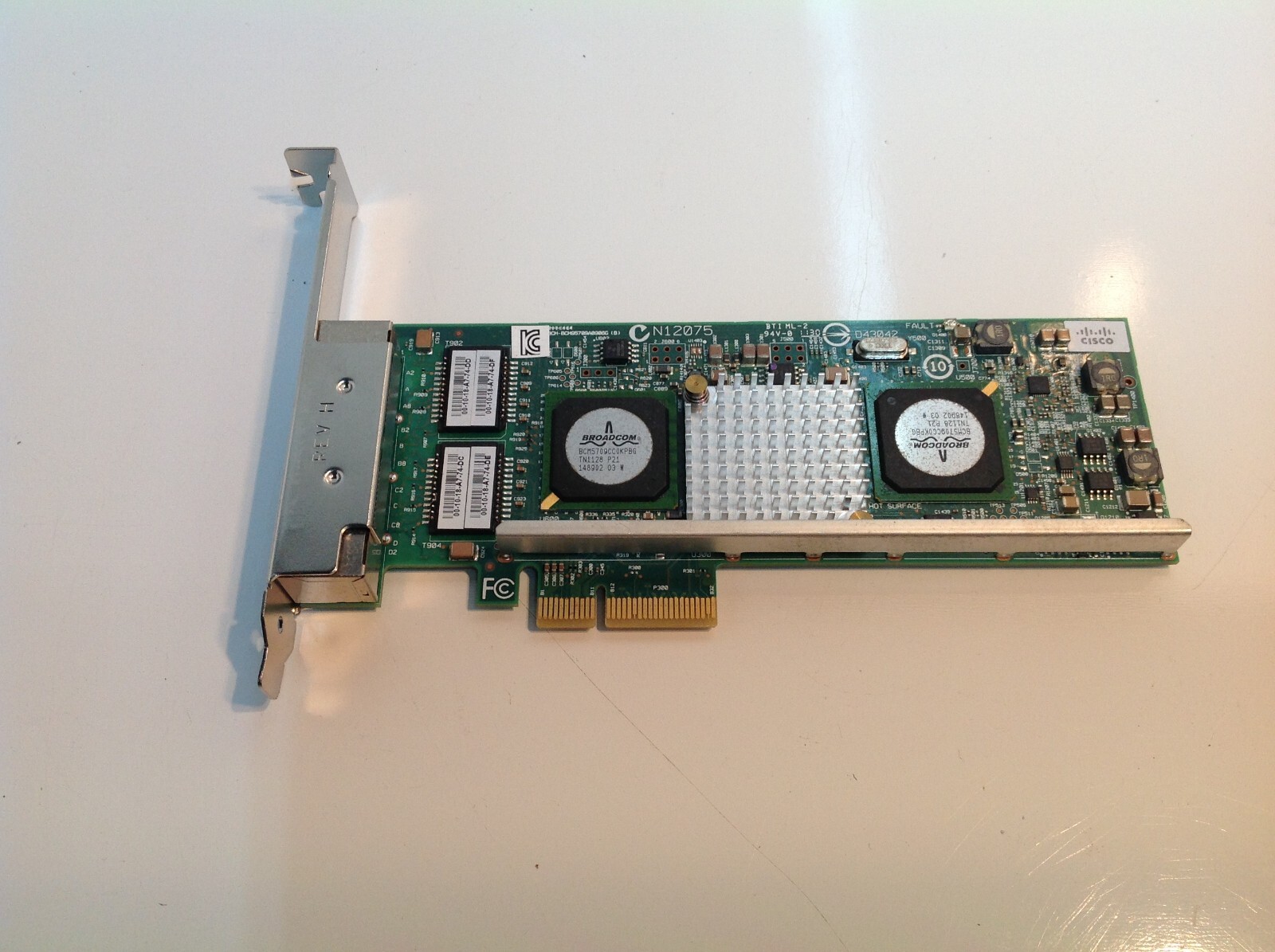 Cisco Broadcom PCI-E 4 Port GBit Network Card Full Height N12075 ...