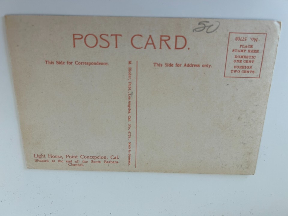 Light House Point Conception Concepcion California Lighthouse Postcard ...
