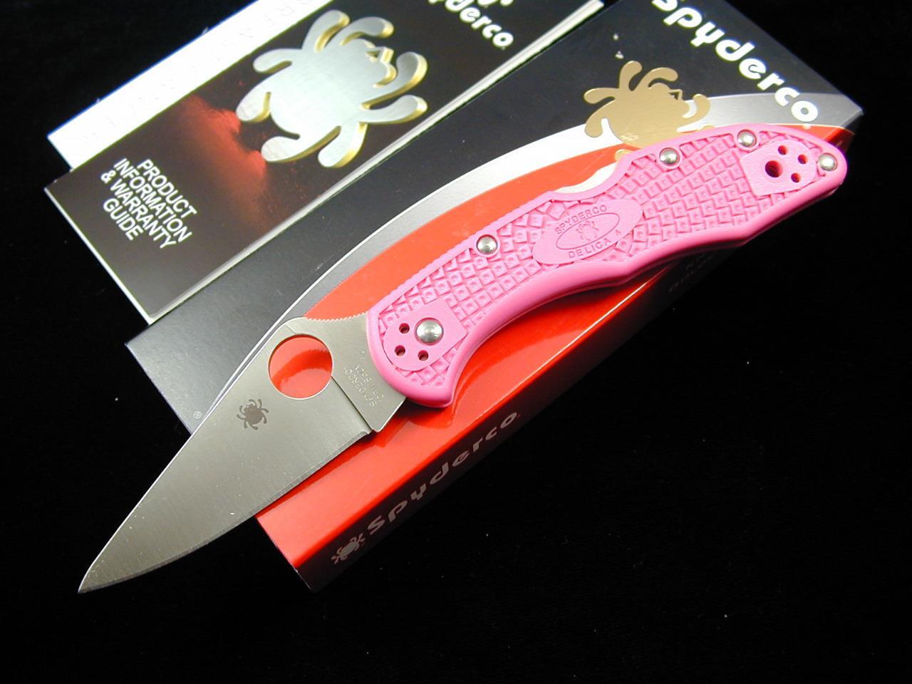 Spyderco Delica 4 S30V Satin Plain Blade Pink FRN Handles C11FPPNS30V ...