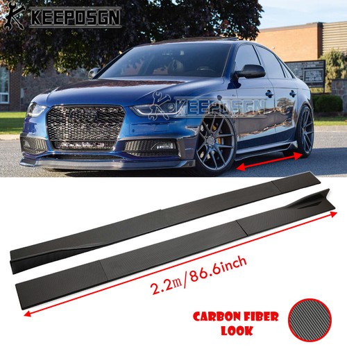 Carbon 86.6" Side Skirt Rocker Panel Lip Extension For Audi A1 A3 A4 A5 ...
