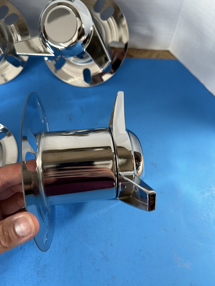 (4) 3 BAR SWEPT SPINNER CENTER CAPS 5 LUG CRAGAR SST WHEELS 3.17"OD, NO ...