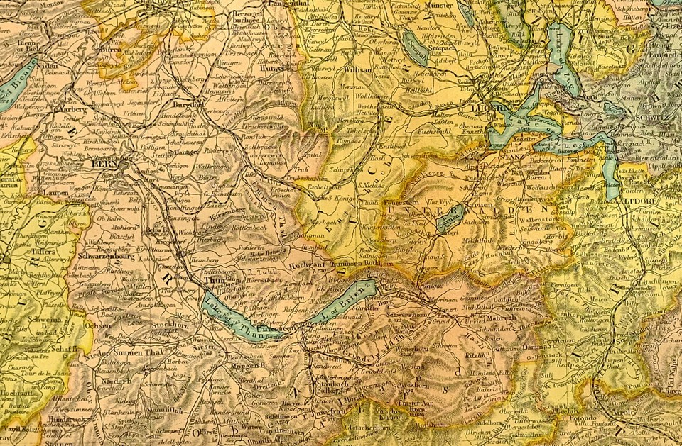 1899 Landkarte Switzerland Graubünden Geneva Vaud Friburg Bern Zürich ...